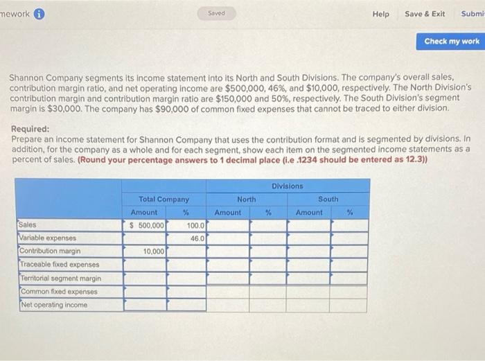 Solved mework Saved Help Save & Exit Submi Check my work | Chegg.com