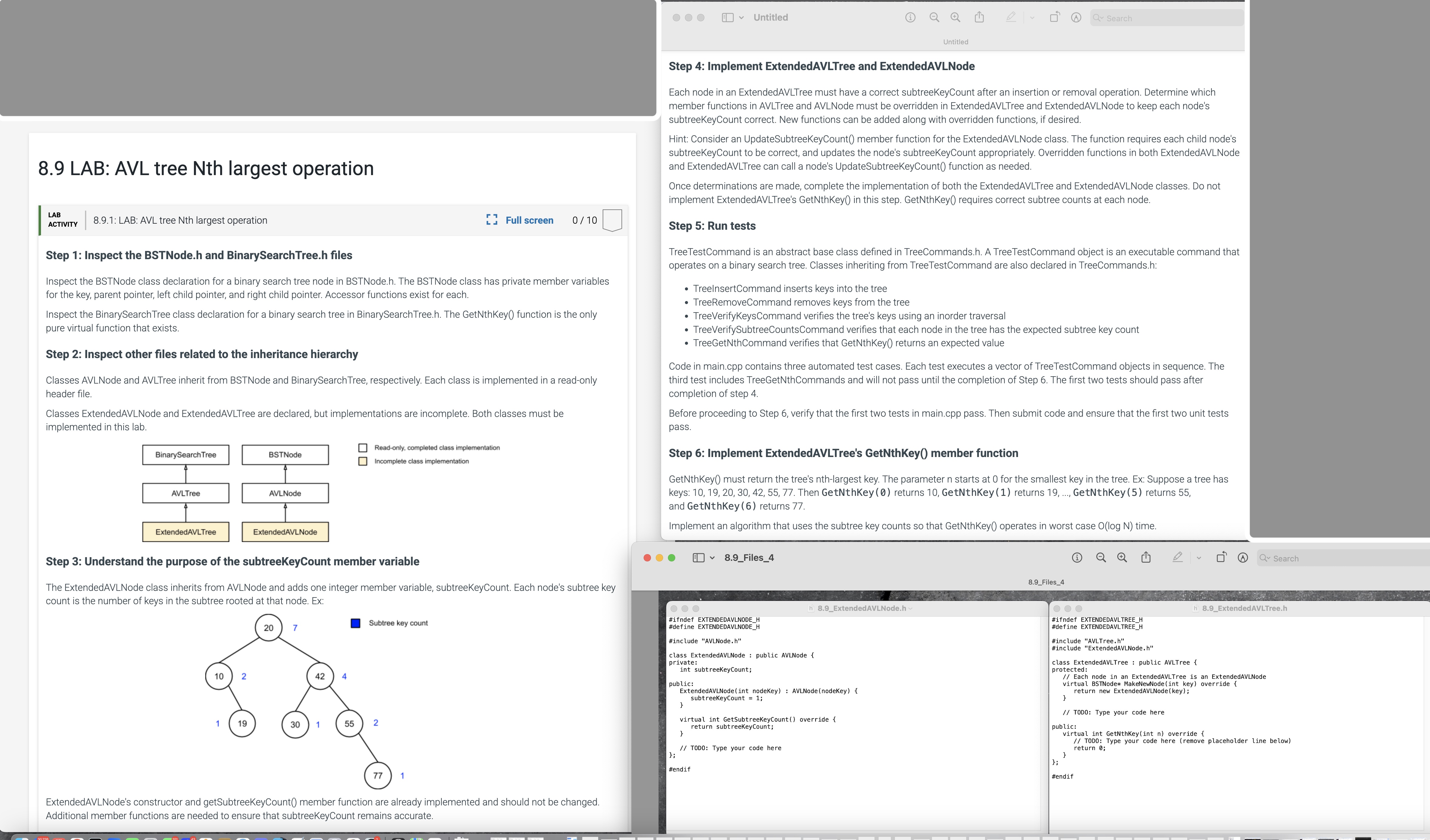 Solved 8.9 ﻿LAB: AVL tree Nth largest operationC++ ﻿All | Chegg.com