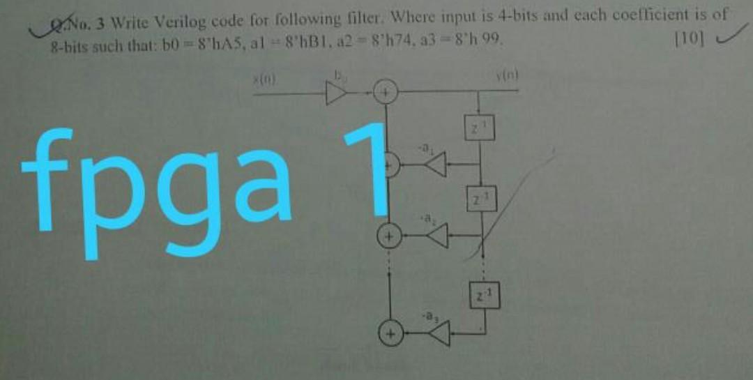 Solved No. 3 Write Verilog code for following filter. Where | Chegg.com