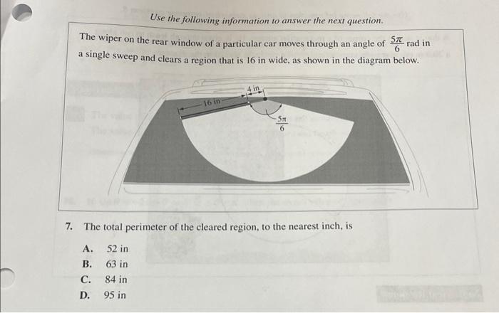Solved The wiper on the rear window of a particular car | Chegg.com