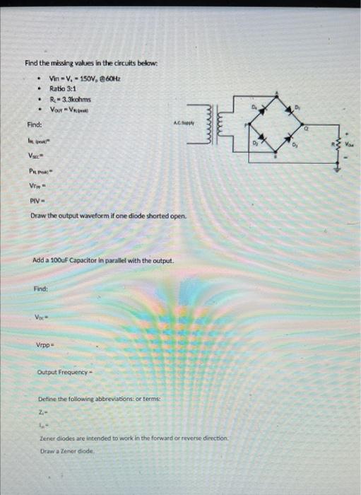 Solved Find the missing values in the circuits below: - | Chegg.com