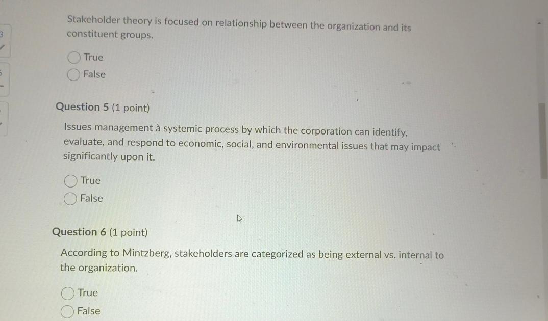 Solved Stakeholder theory is focused on relationship between | Chegg.com