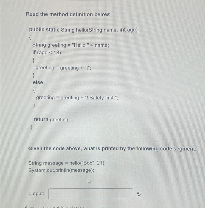 Solved Read the method definition below: public static | Chegg.com