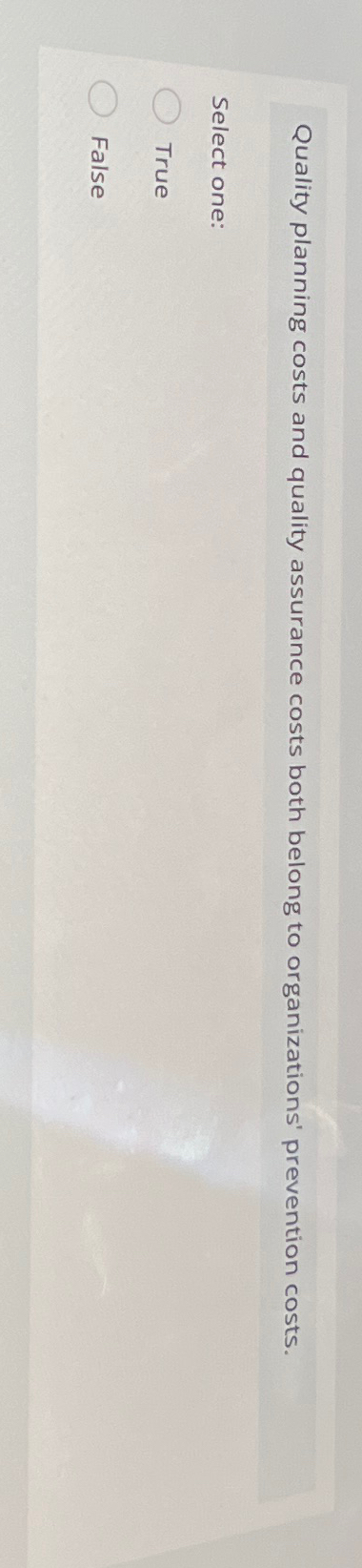 Solved Quality planning costs and quality assurance costs | Chegg.com