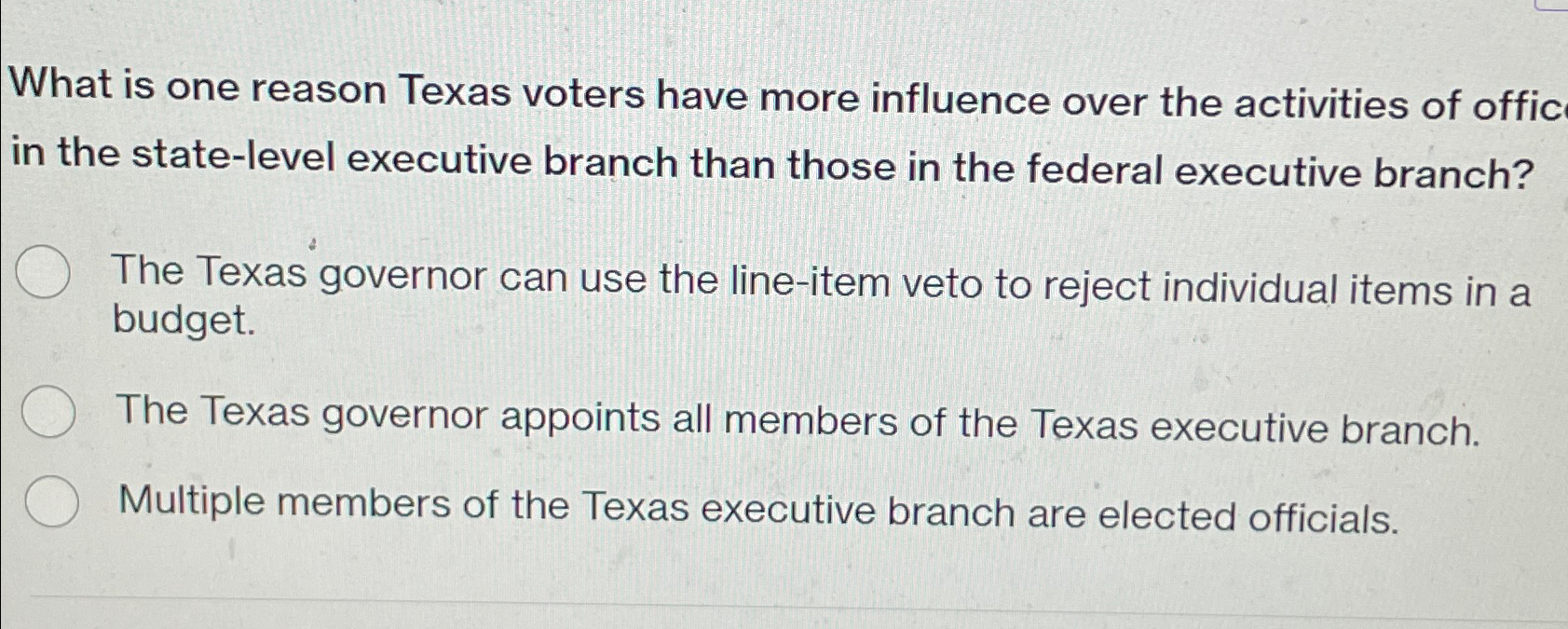 Solved What is one reason Texas voters have more influence | Chegg.com