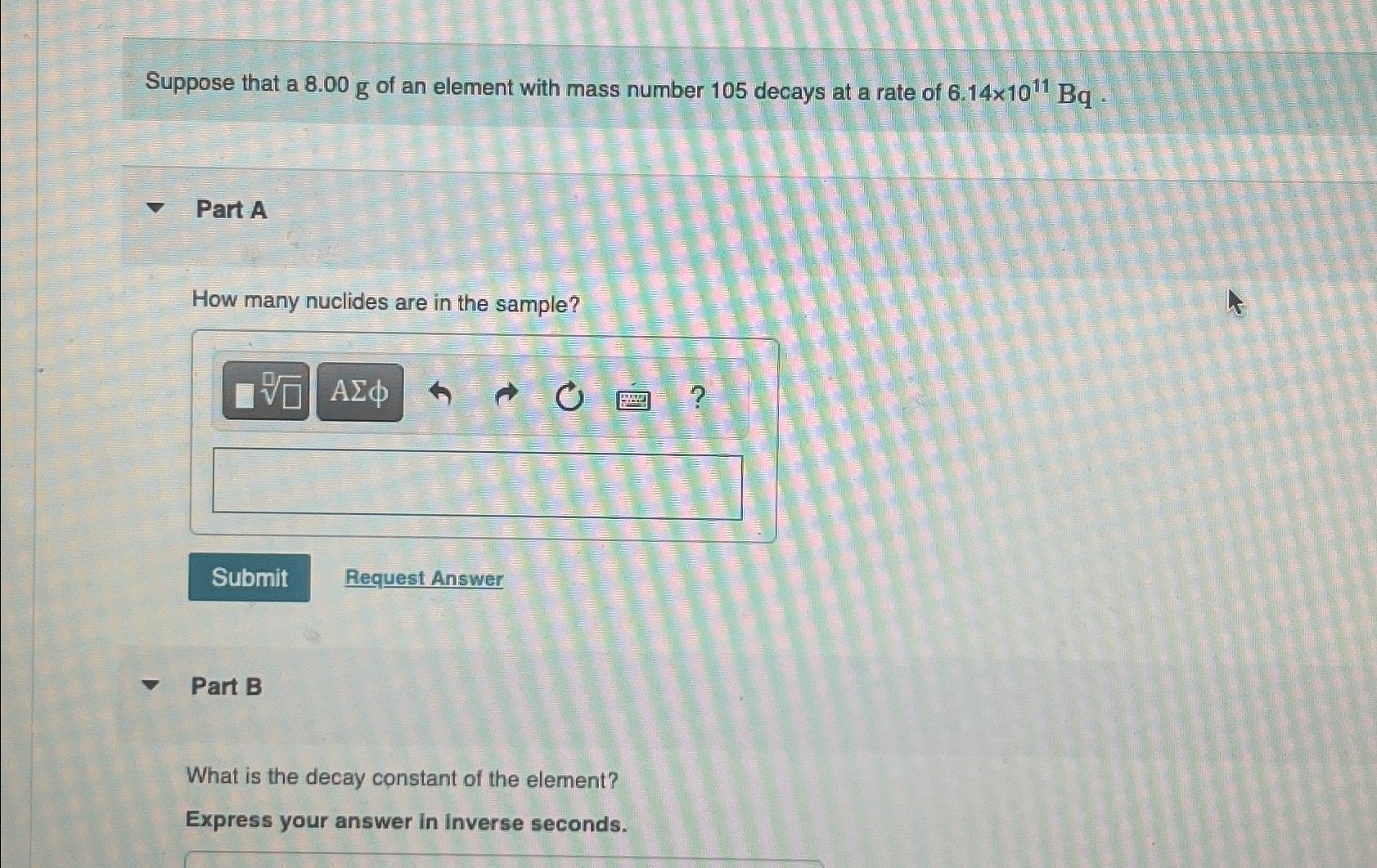 Solved Suppose that a 8.00g ﻿of an element with mass number | Chegg.com