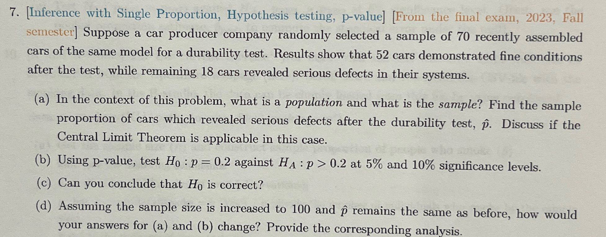 Solved [Inference with Single Proportion, Hypothesis | Chegg.com