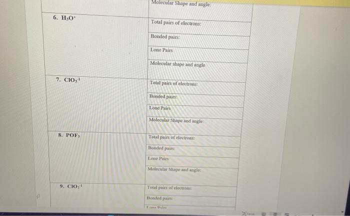 Solved Lewis Structure/ VSEPR Lab Lewis Structure 1. CF4 - | Chegg.com