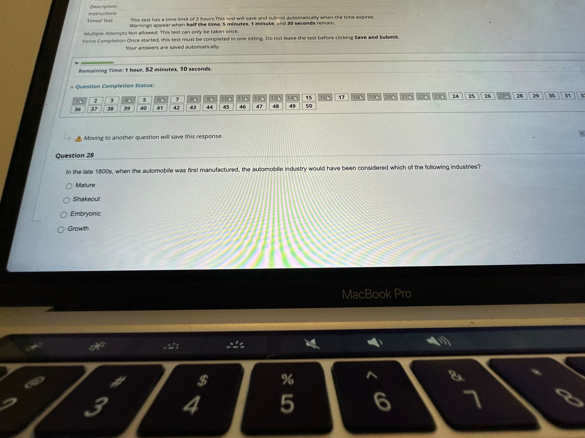 Solved Question 28MatureShakeoutEmbryonicGrowth | Chegg.com