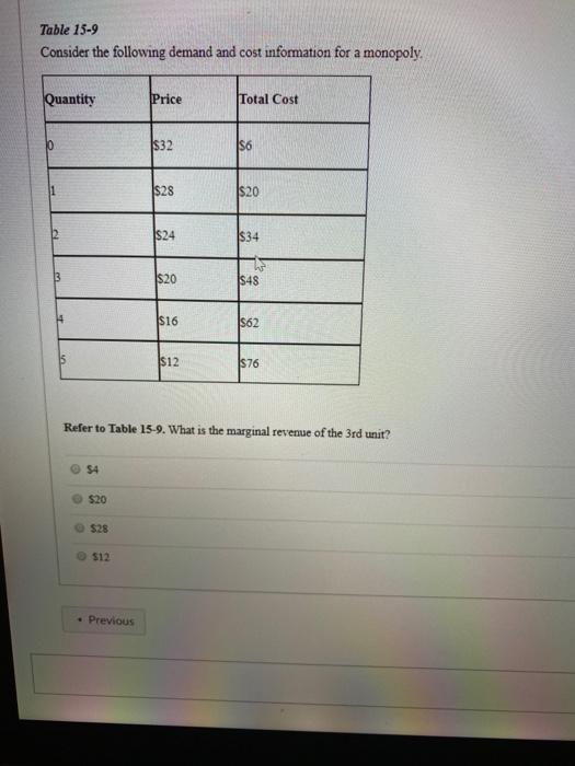Solved Table 15-9 Consider the following demand and cost | Chegg.com Solved Table 15-9 Consider the following demand and cost | Chegg.com