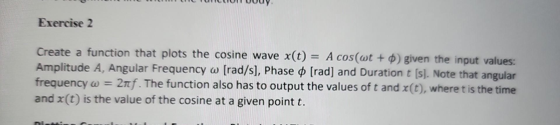 Solved Create a function that plots the cosine wave | Chegg.com