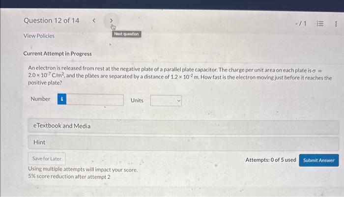 Solved An electron is released from rest at the negative | Chegg.com