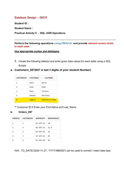 Solved Database Design - 2021F Student ID: Student Name : | Chegg.com