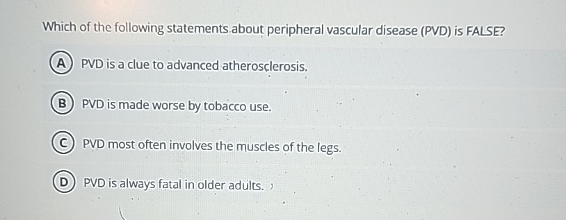 Solved Which of the following statements about peripheral | Chegg.com