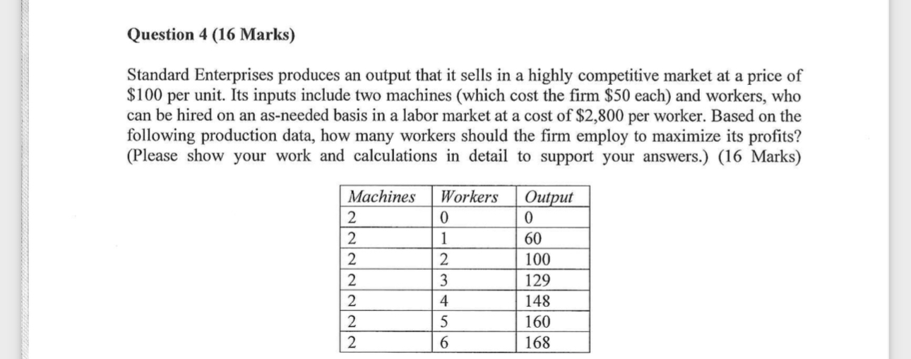 Solved Question 4 (16 ﻿Marks)Standard Enterprises produces | Chegg.com