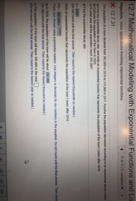 Solved 12.7 Mathematical Modeling with Exponential Functions | Chegg.com