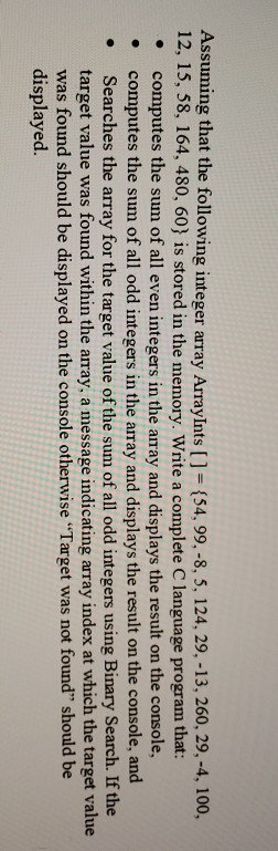 Solved Assuming That The Following Integer Array Arrayints 8232