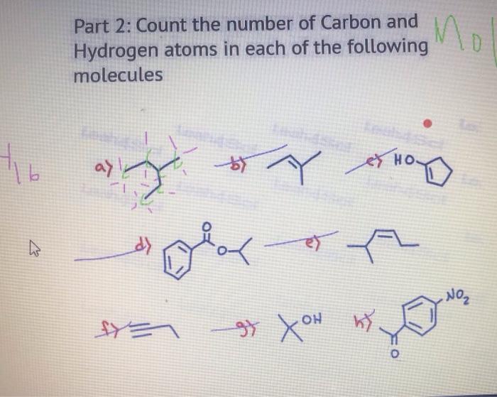 Solved Part 2: Count the number of Carbon and Hydrogen atoms | Chegg.com