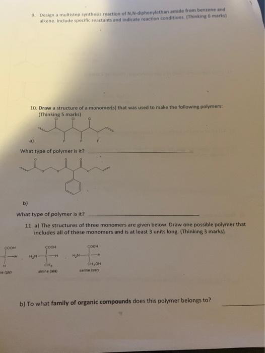 Solved 9. Design a multistep synthesis reaction of | Chegg.com