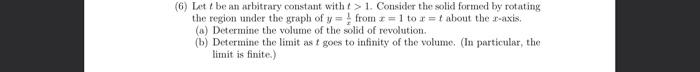 Solved (6) Let t be an arbitrary constant with t>1. Consider | Chegg.com
