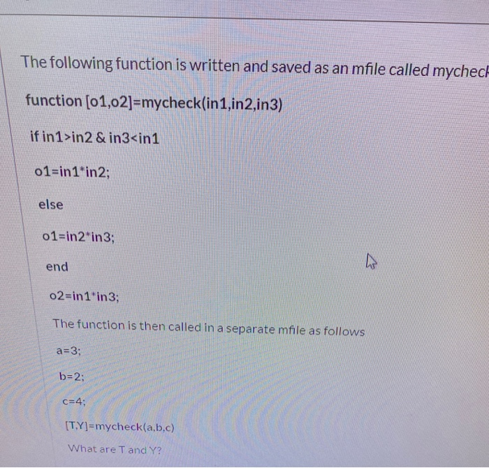 Solved The following function is written and saved as an | Chegg.com