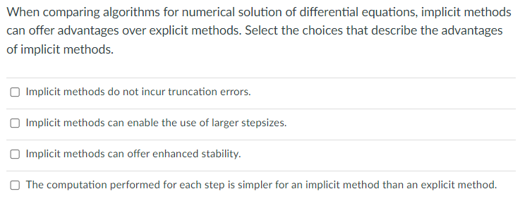 Solved When Comparing Algorithms For Numerical Solution Of
