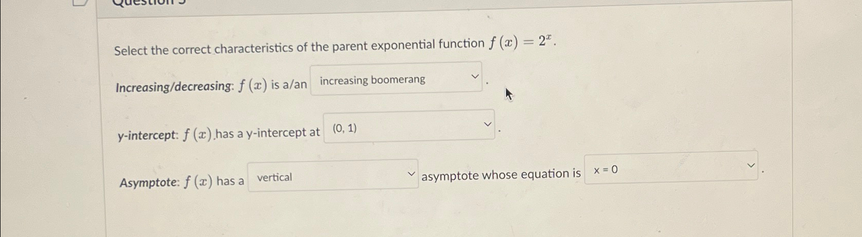 Solved Select the correct characteristics of the parent | Chegg.com
