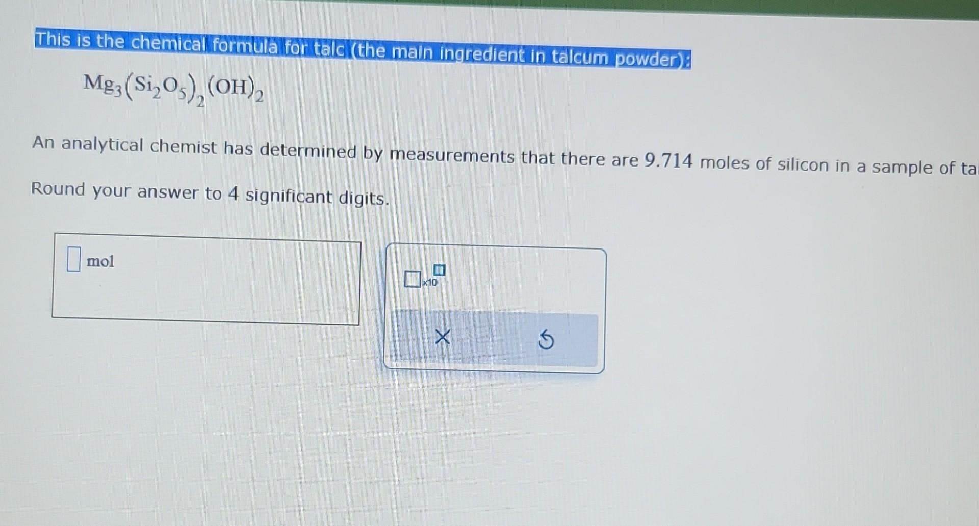 Solved an analytic chemist has determined by measurements | Chegg.com