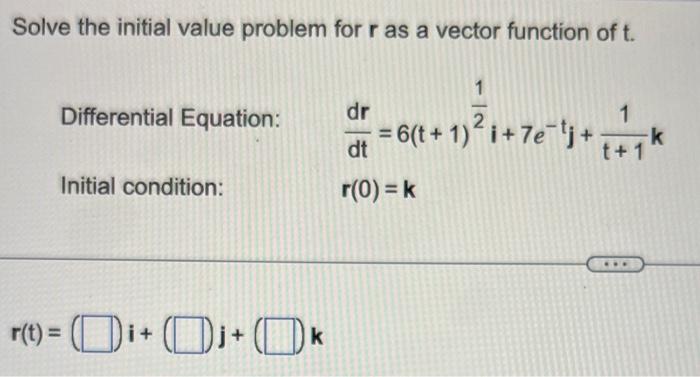 Solved Solve the initial value problem for r as a vector | Chegg.com