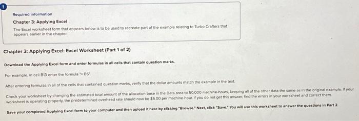 Solved Required information Chapter 3: Applying Excel The | Chegg.com