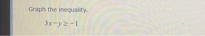 Solved Graph the inequality. 3x−y≥−1 | Chegg.com