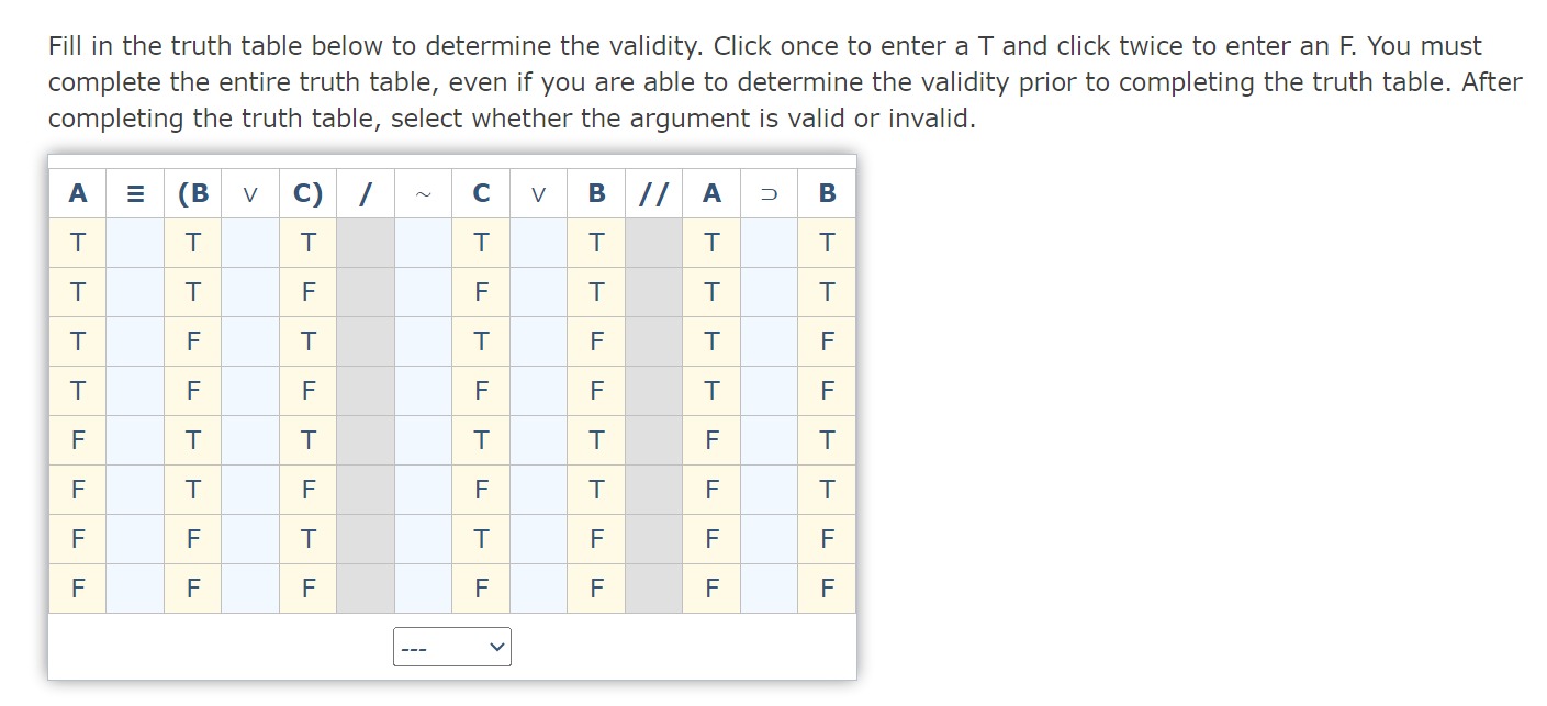 Fill in the truth table (please) ﻿below to determine | Chegg.com