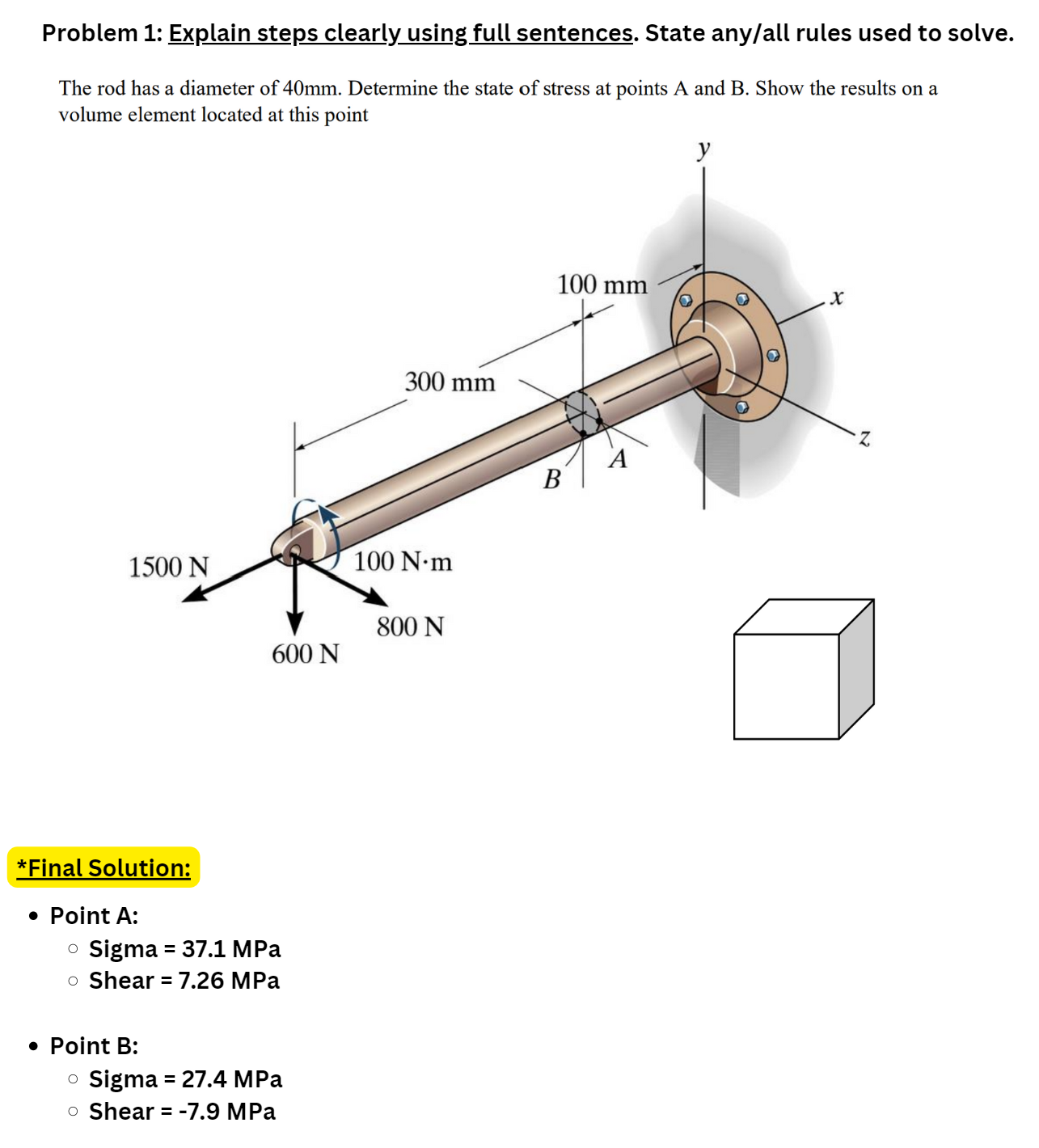 Solved Problem 1: Explain steps clearly using full | Chegg.com