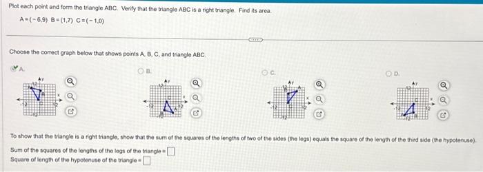 Solved A=(−6.9)B=(1,7)C=(−1,0) Choose the correct graph | Chegg.com