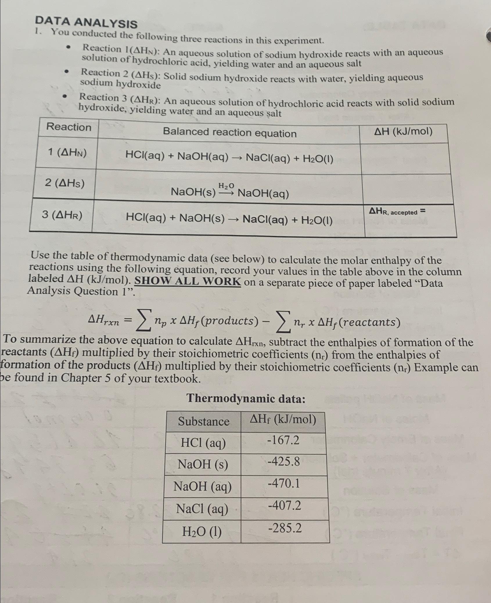 Solved DATA ANALYSISYou conducted the following three | Chegg.com
