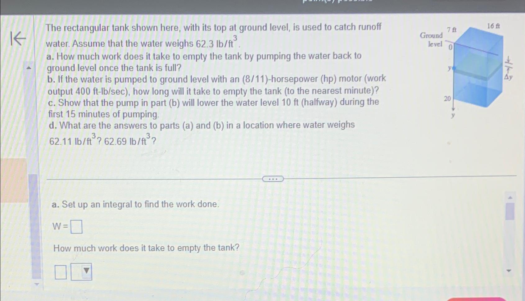 Solved The rectangular tank shown here, with its top at | Chegg.com