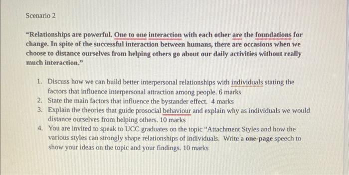 Solved "Relationships are powerful. One to one interaction | Chegg.com