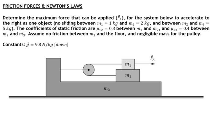 Solved Determine the maximum force that can be applied (FA), | Chegg.com