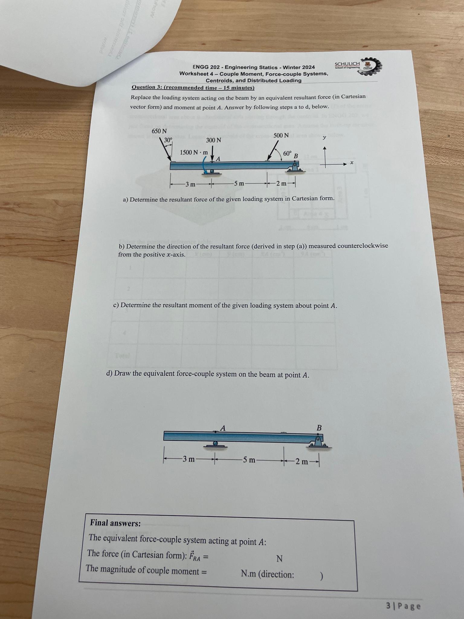 Solved ENGG 202 - Engineering Statics - Winter 2024 | Chegg.com