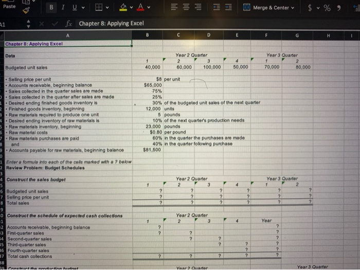 Solved Paste BIU v A E Merge & Center $ % ) 00 81 fx Chapter | Chegg.com Solved Paste BIU v A E Merge & Center $ % ) 00 81 fx Chapter | Chegg.com