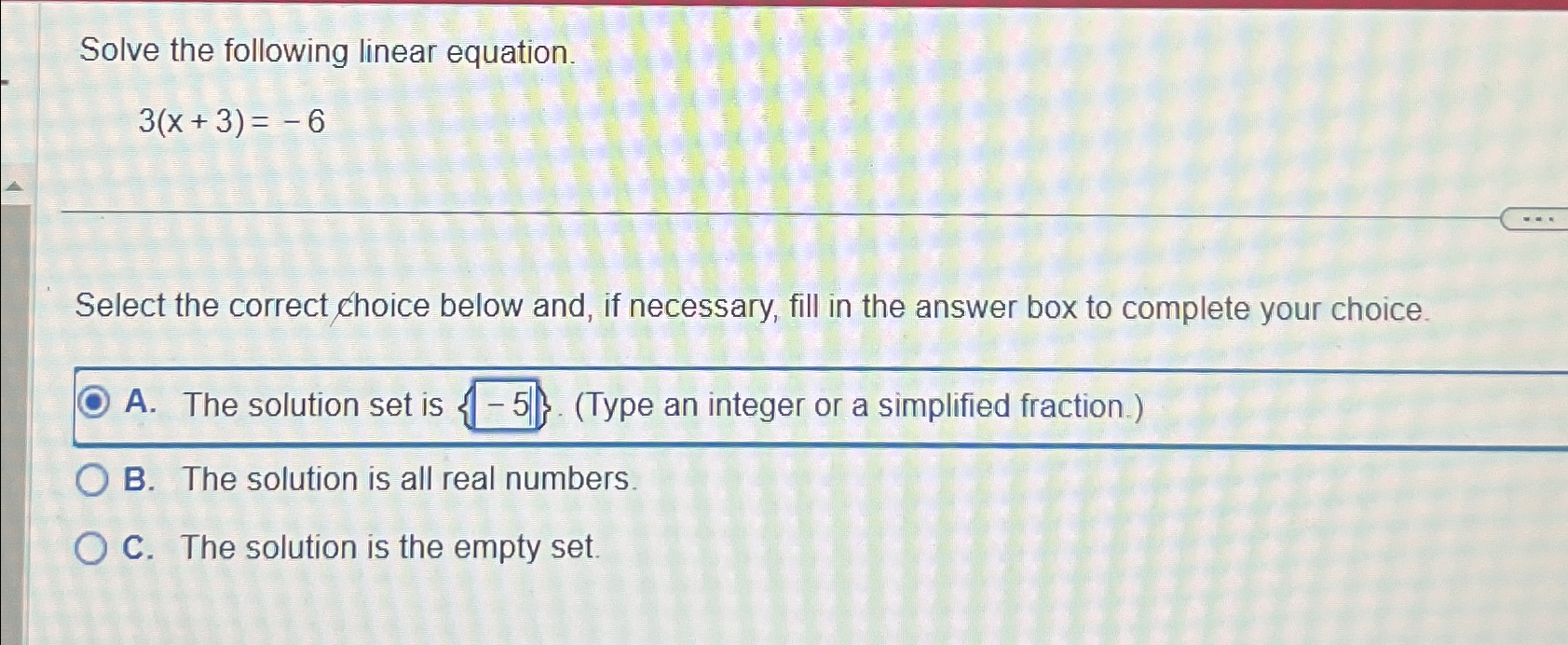 Solved Solve The Following Linear Equation3x3 6select 7309