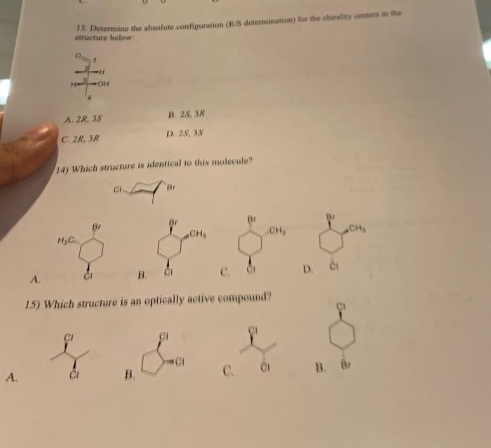 Solved 13. Determine the absolute configuration (R/S | Chegg.com
