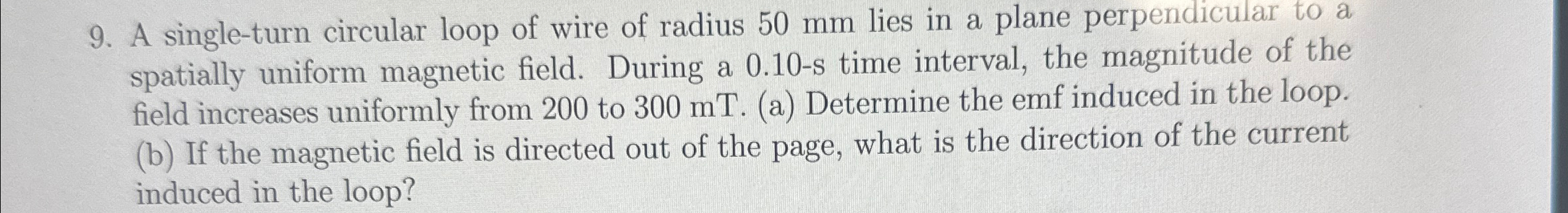 Solved A single-turn circular loop of wire of radius 50mm | Chegg.com