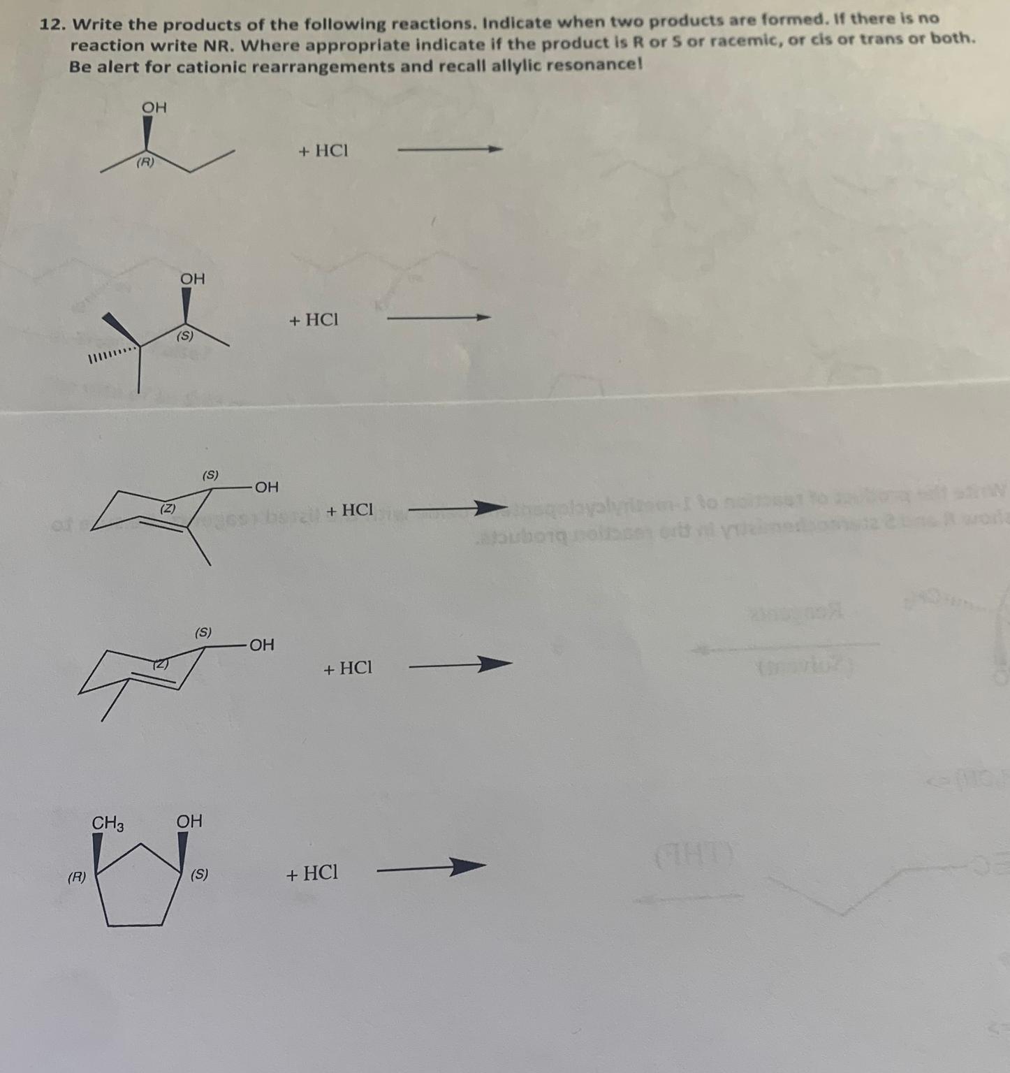 Solved Write the products of the following reactions. | Chegg.com