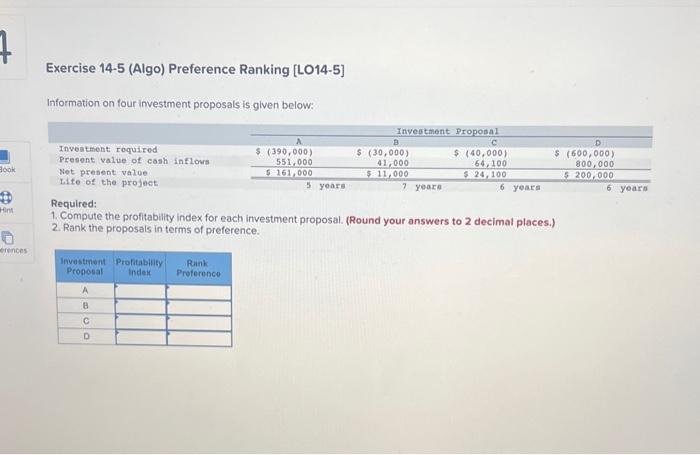 Solved Exercise 14-5 (Algo) Preference Ranking [LO14-5] | Chegg.com