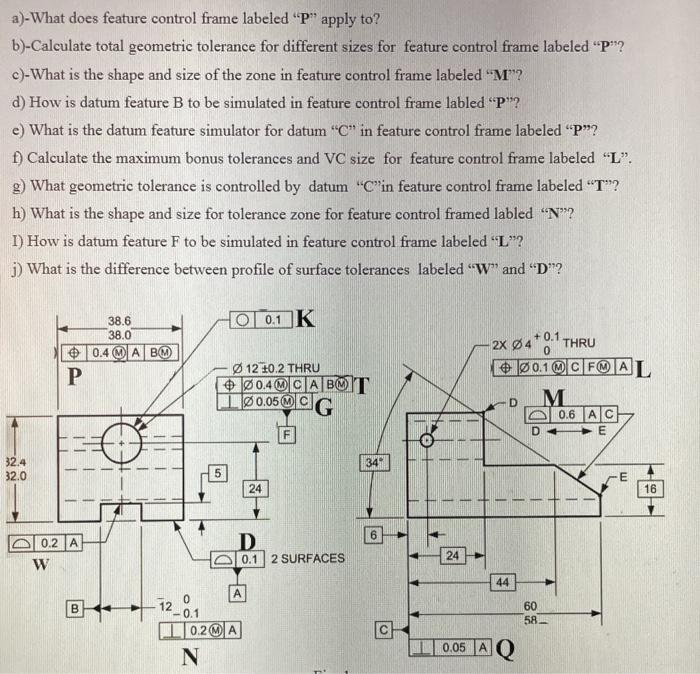 Solved a)-What does feature control frame labeled "P" apply | Chegg.com