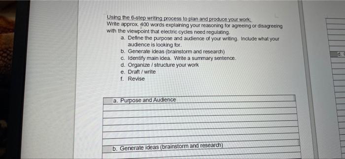 Using the 6-step writing process to plan and produce | Chegg.com