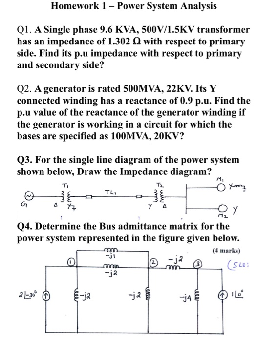 Solved Homework 1 - Power System Analysis Q1. A Single phase | Chegg.com