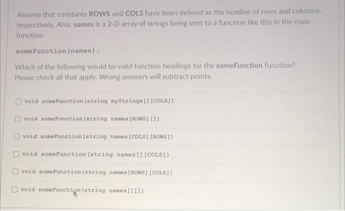 Solved Assume that constants ROWS and COLS have been defined | Chegg.com