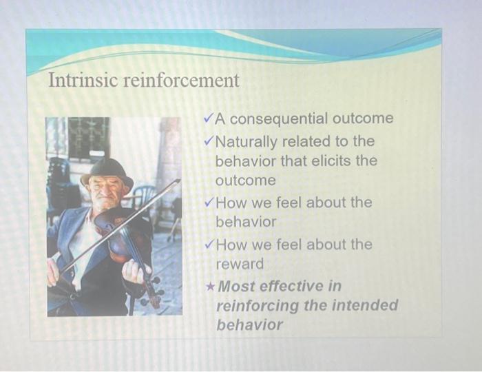 Solved Intrinsic reinforcement A consequential outcome | Chegg.com